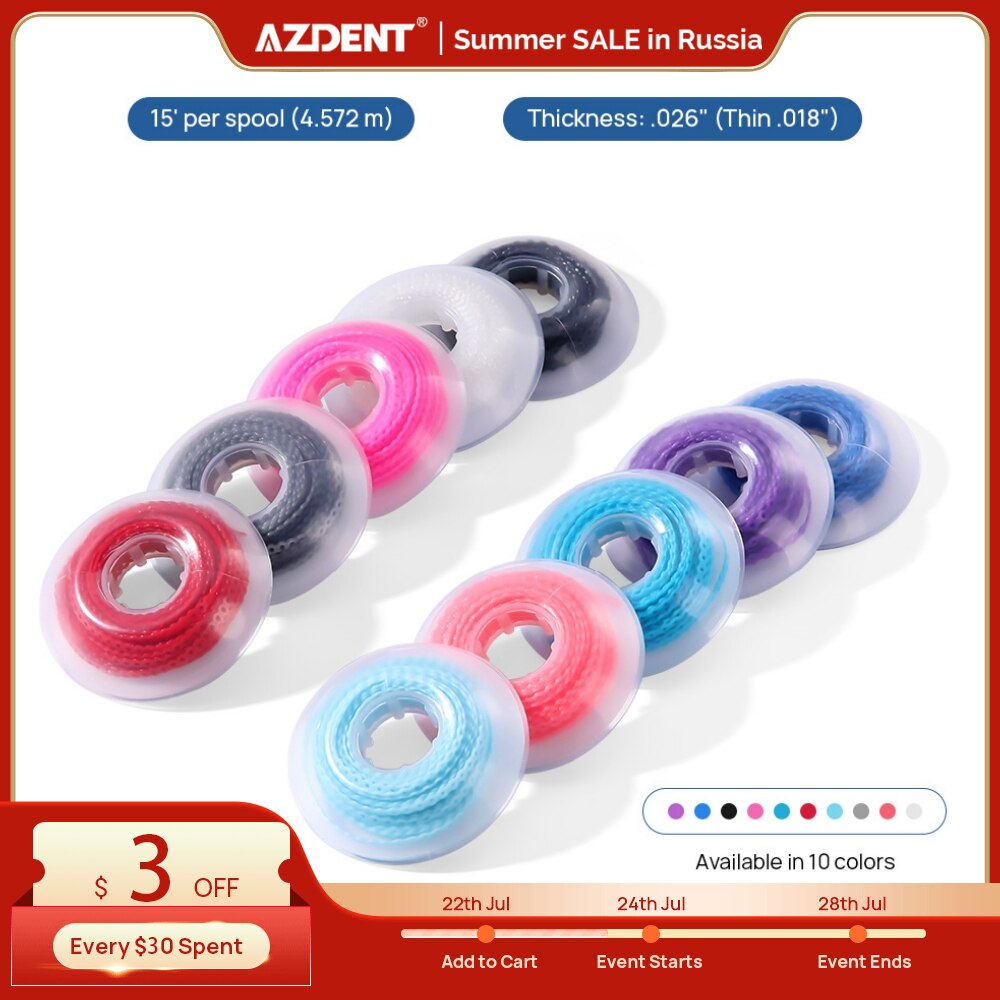 Cadena elástica ortodoncia continua de colores